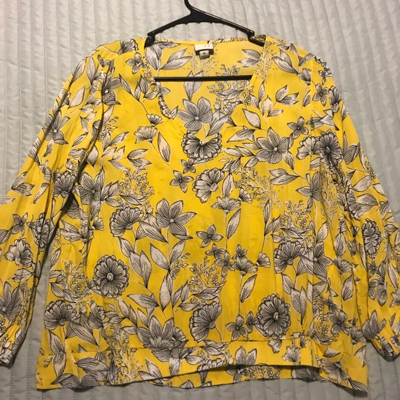 Tops | Yellow Floral Blouse | Poshmark